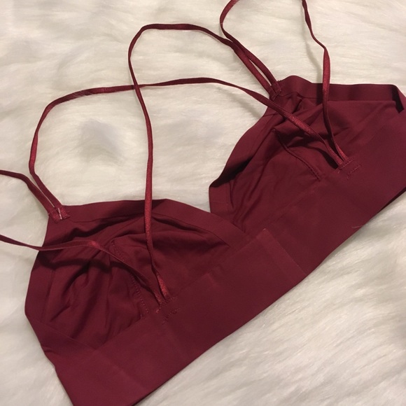 Intimates & Sleepwear | Burgundy Red Triangle Caged Cutout Bralette Bra ...
